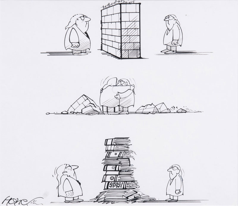 Ivan Steiger, sowie Walter Hanel und Andreas Rulle: Vier Karikaturen ...