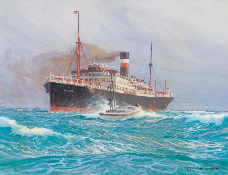 Robert Schmidt-Hamburg - Der Dampfer Hamburg bei Lotsenübernahme