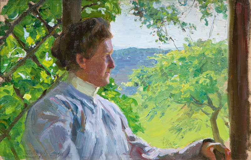 Johannes Heinrich Mogk - Dame in der Veranda
