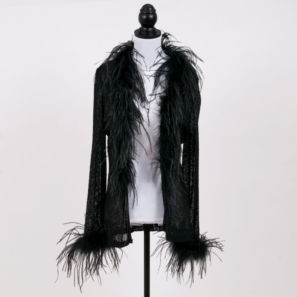 Louis Feraud: Strick-Cardigan mit Federbesatz [100847]