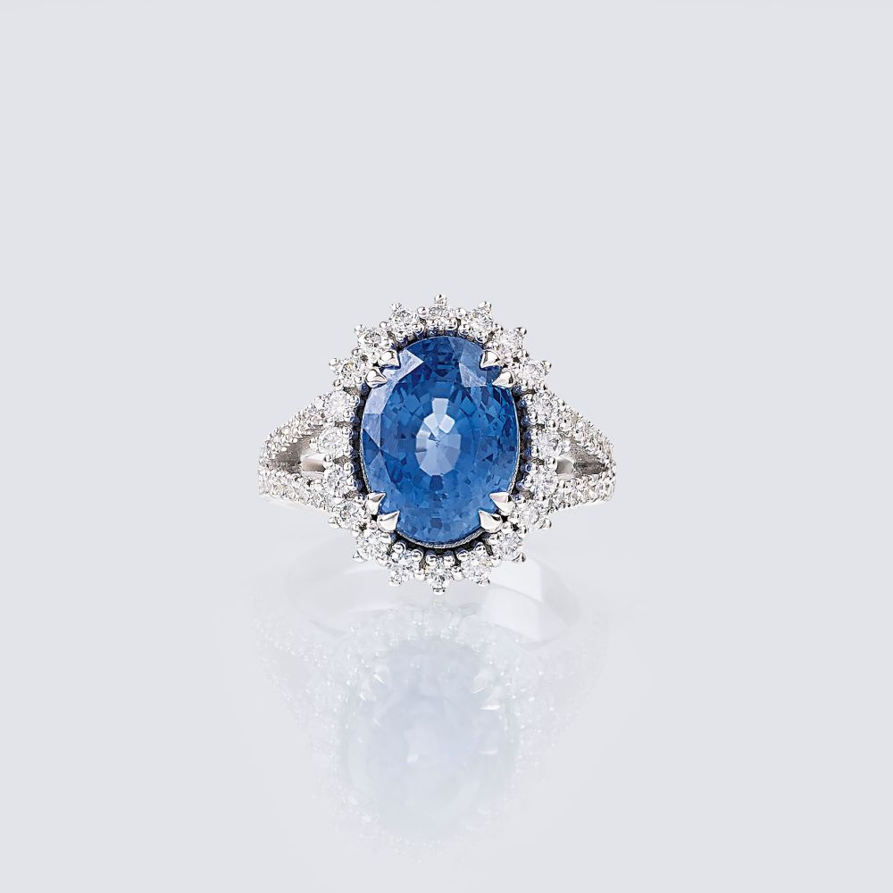 Natürlicher Saphir-Ring mit Brillanten [103724]