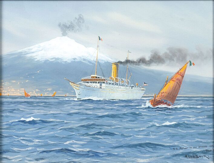 Adolf Bock: S.S. Meteor in the Strait of Messina [104361]
