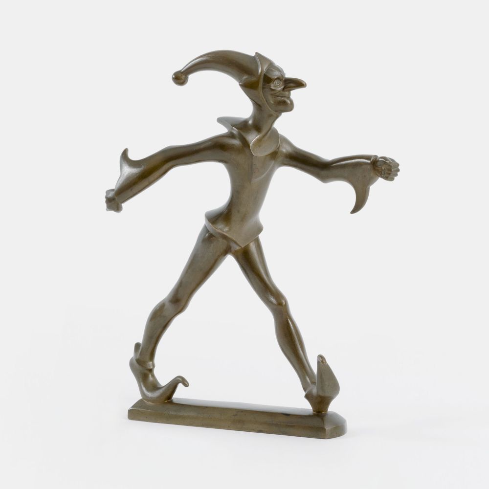 Roland Paris: Art déco Bronze 'Harlekin in eiligem Lauf' [105480]