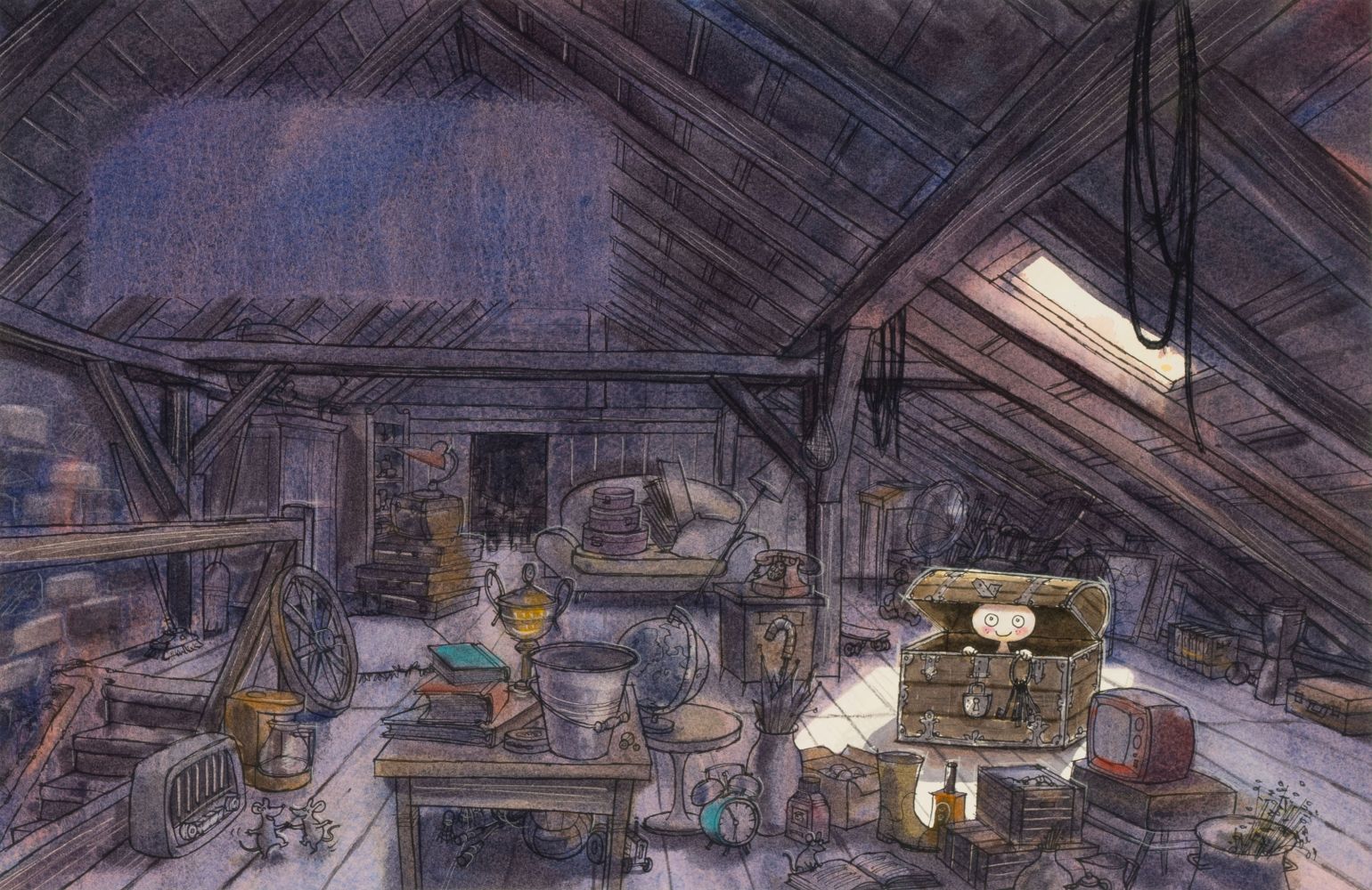 Daniel Napp: Zwei Aquarelle: Das Kleine Gespenst - Tohuwabohu auf Burg ...