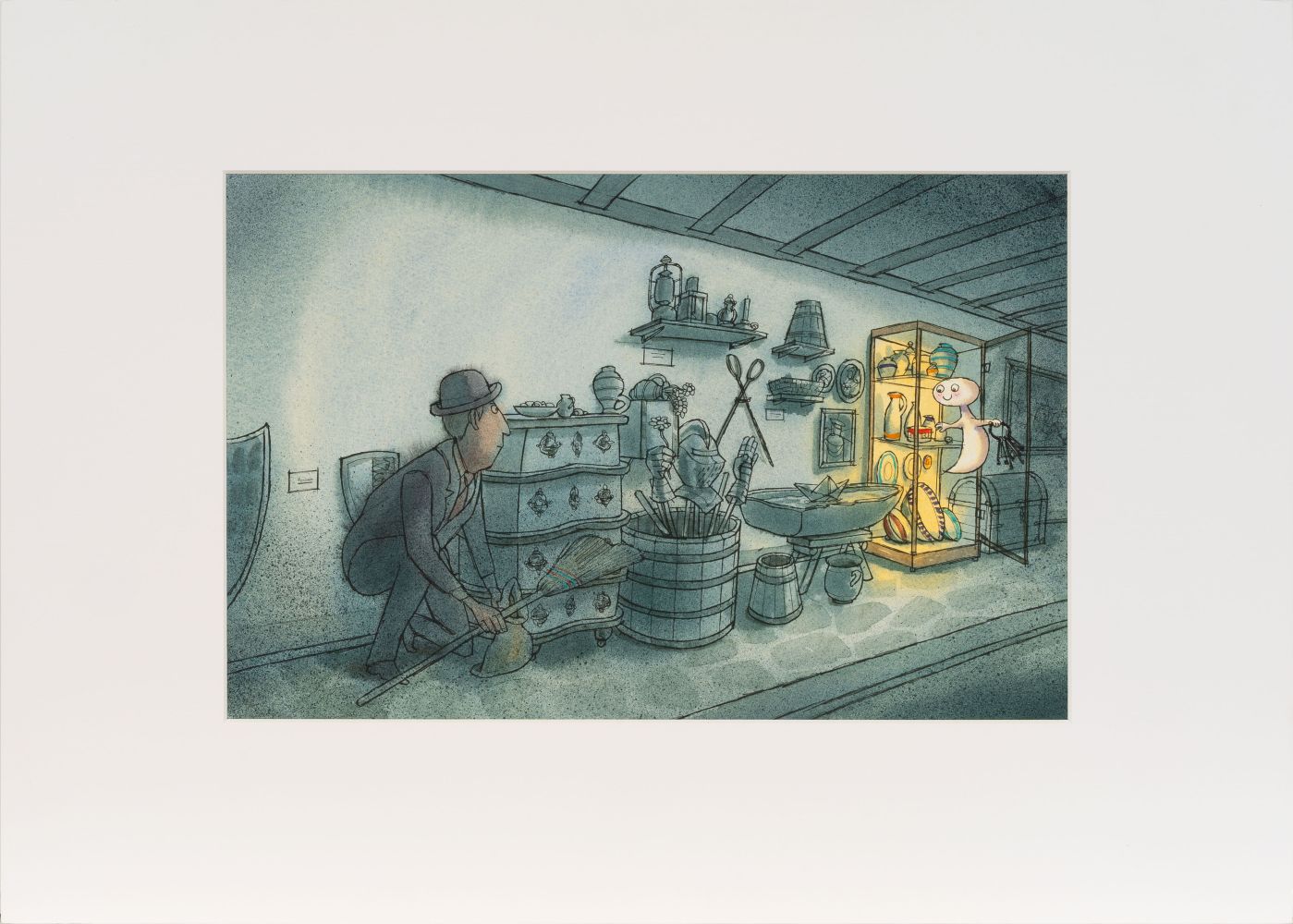 Daniel Napp: Zwei Aquarelle: Das Kleine Gespenst - Tohuwabohu auf Burg ...