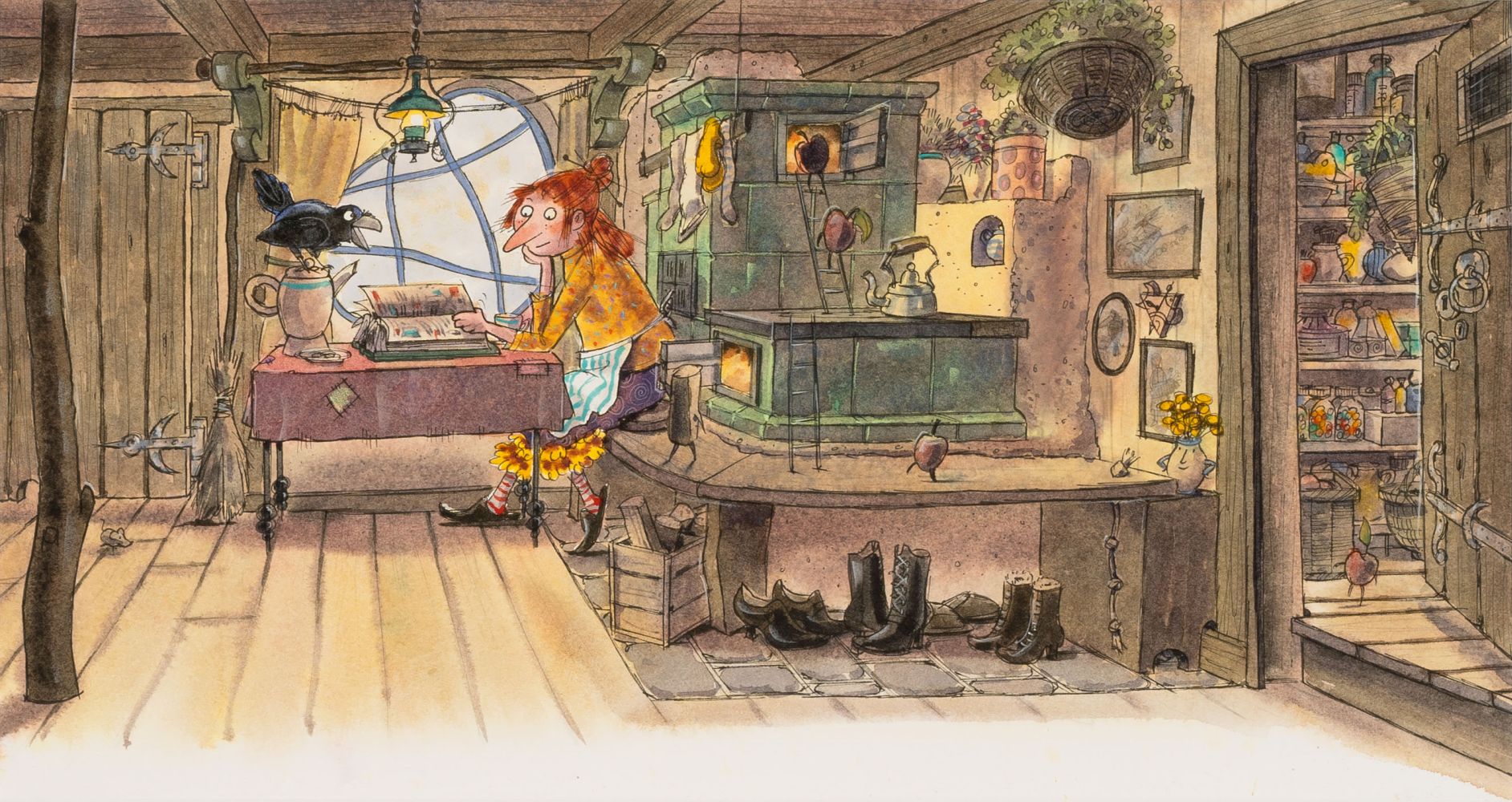 Daniel Napp: Drei Aquarelle: Die kleine Hexe: Winterzauber mit Abraxas ...