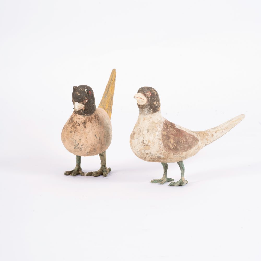 A Very Fine and Rare Pair of Painted Pottery Birds [108231]